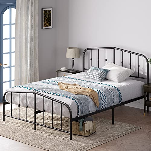 Zinus Heidi Metal Platform Bed Frame/Steel Mattress Foundation/Bed Frame with Headboard and Footboard/No Box Spring Needed/Easy Assembly, Black, Twin