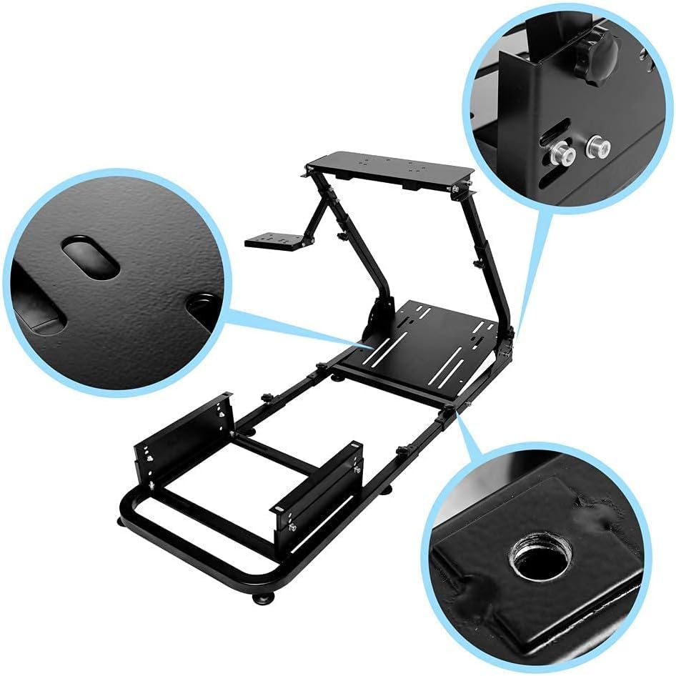 Minneer Robust Racing Simulator Cockpit/Fit for Thrustmaster,FANTEC,logitech G25,G29,G92,G923 /Height Adjustable Gaming Steering Wheel Stand/Wheel&Pedals Not Included