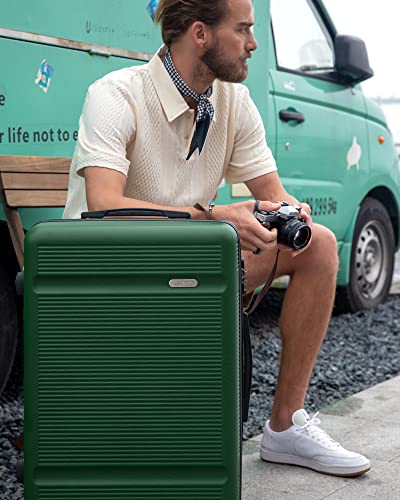 Zitahli Luggage, Expandable Suitcase Checked Luggage, Hardside Luggage with TSA Lock Spinner Wheels YKK zippers, 28in (Dark Green)