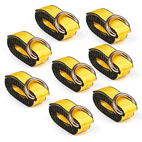 Zeuli 2â x 8â 8-Pack Lasso Strap with D Ring Auto Tie Down for Wheel Lift, Trailer, Tow Truck