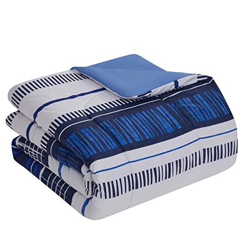 Sweet Home Collection 7 Piece Comforter Set Bag Solid Color All Season Soft Down Alternative Blanket & Luxurious Microfiber Bed Sheets, Mediterranean, Queen