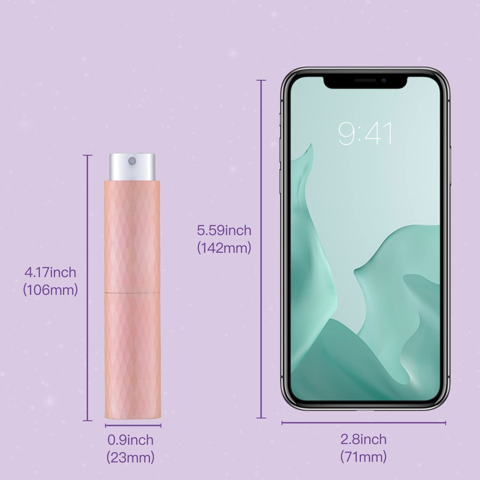Tekson 8ML Perfume Atomizer Travel (3 PCS), Refillable Cologne Containers, Dispenser Spray Empty Bottle for Mini Sprayer Size