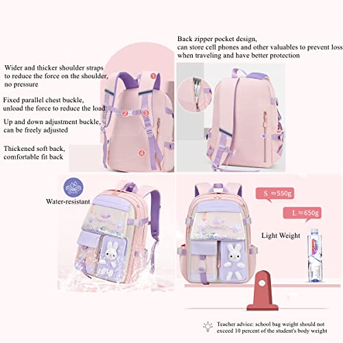 VIDOSCLA Kawaii Kids Girls Backpack Elementary Students Book Bag Primary School Bag for Teens