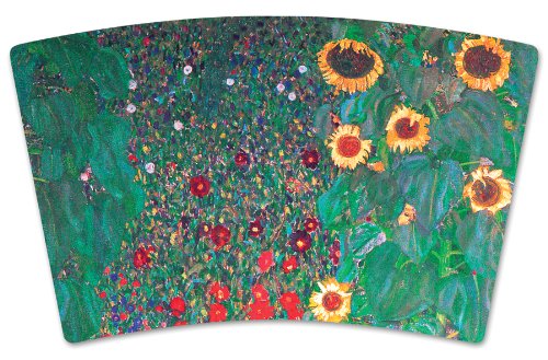 Mugzie Klimt Sunflowers Travel Mug with Insulated Wetsuit Cover, 16 oz, Black