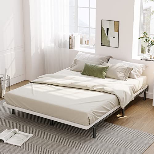 ZIYOO California King Bed Frame, 9 Legs Heavy Duty Bed Base for Box Spring and Mattress, 7 Inch Low to Ground, Non-Slip, Noise-Free, Easy Assembly, Black