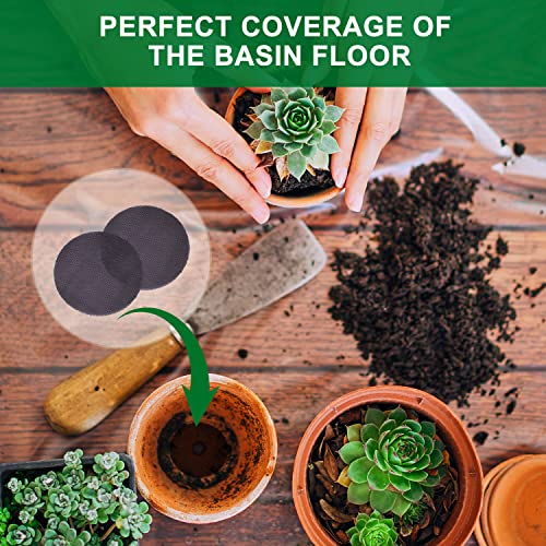 RAMFIYN Round Flower Pot Hole Mesh Pad, Soft Bonsai Pots Bottom Grid Mat Mesh, 2 inch Garden Drainage Mesh Hole Screens Mesh Pots, Anti-Corrosion Breathable Gasket 60pcs