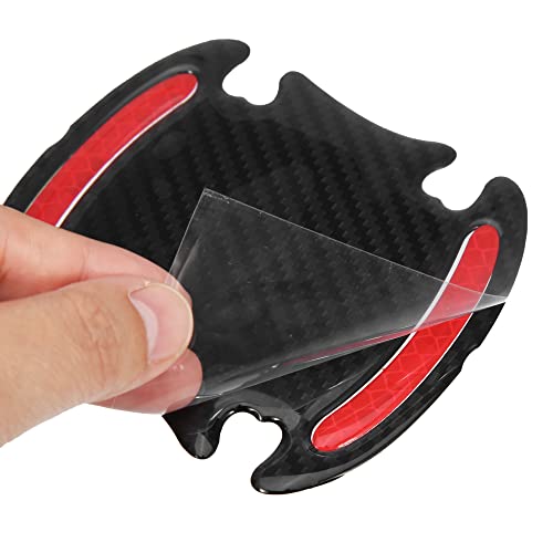 X AUTOHAUX 10 Pcs Car Door Handle Protector Carbon Fiber Reflective Sticker Door Handle Protective Film Decals Red