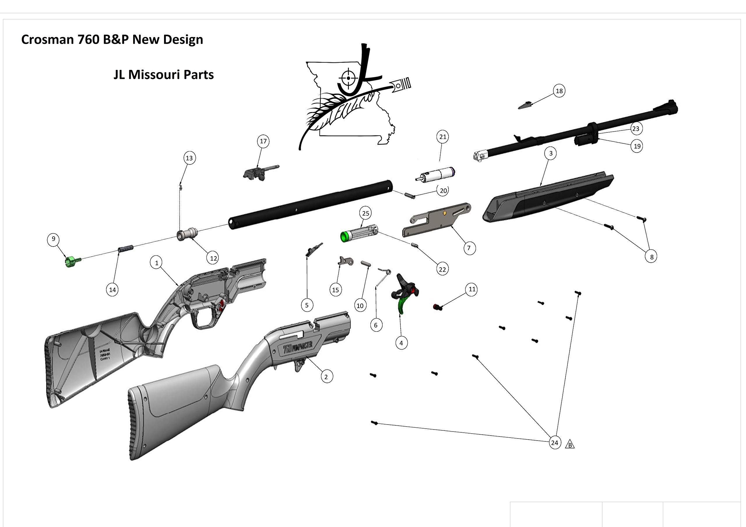 JL Missouri Parts Crosman Pumpmaster 760 B 2100 B Rear Sight Ramp Ad. Pellet BB Gun Air Rifle Part Elevator
