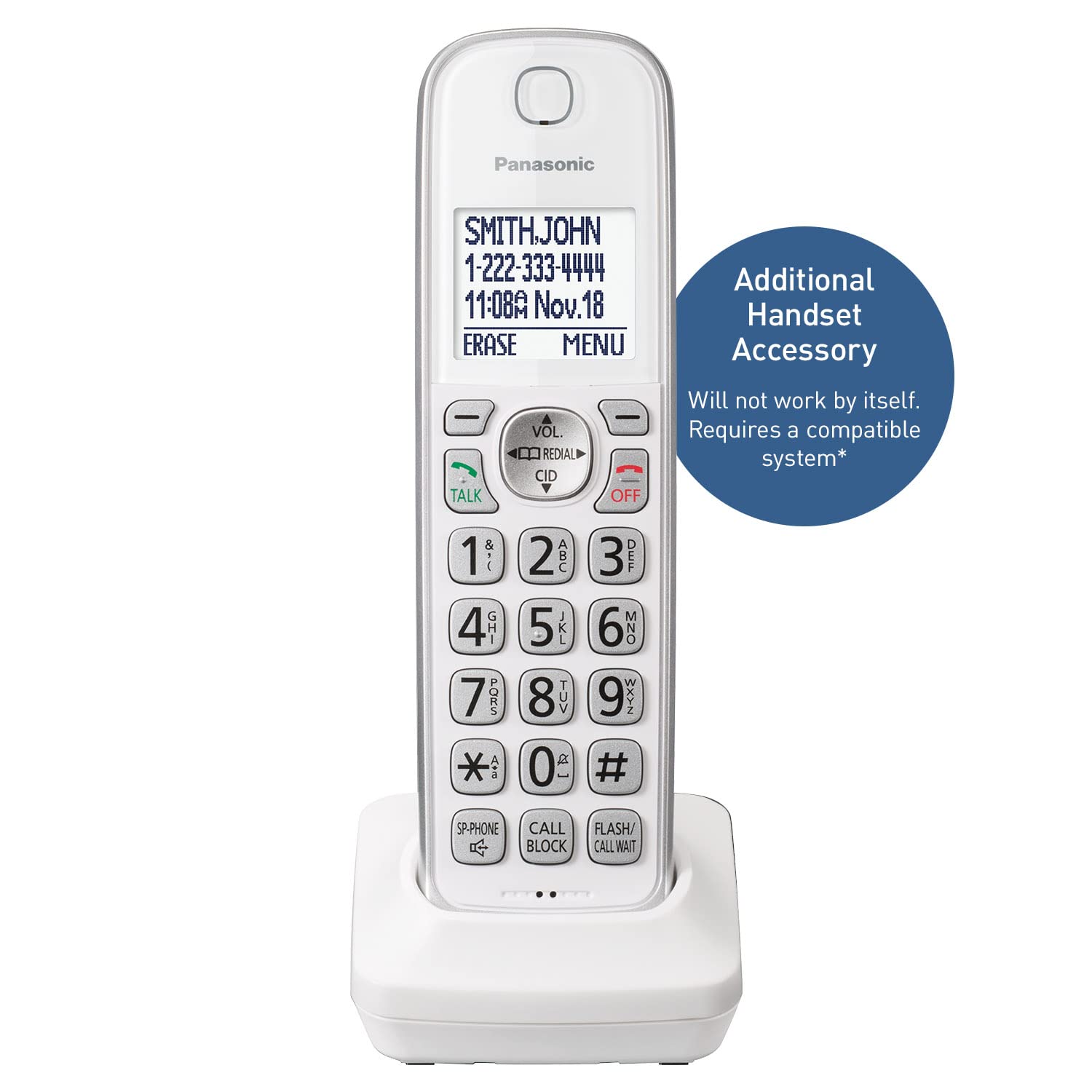 Panasonic Expandable Cordless Phone System with Answering Machine and Call Block - 3 Cordless Handsets & Additional Cordless Phone Handset for use with KX-TGD63x Series Cordless Phone Systems