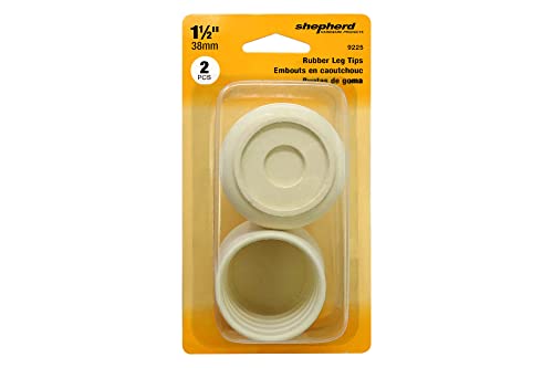 Shepherd Hardware 9225 1-1/2-Inch Inside Diameter Rubber Leg Tips, 2-Pack, Off-White -89225