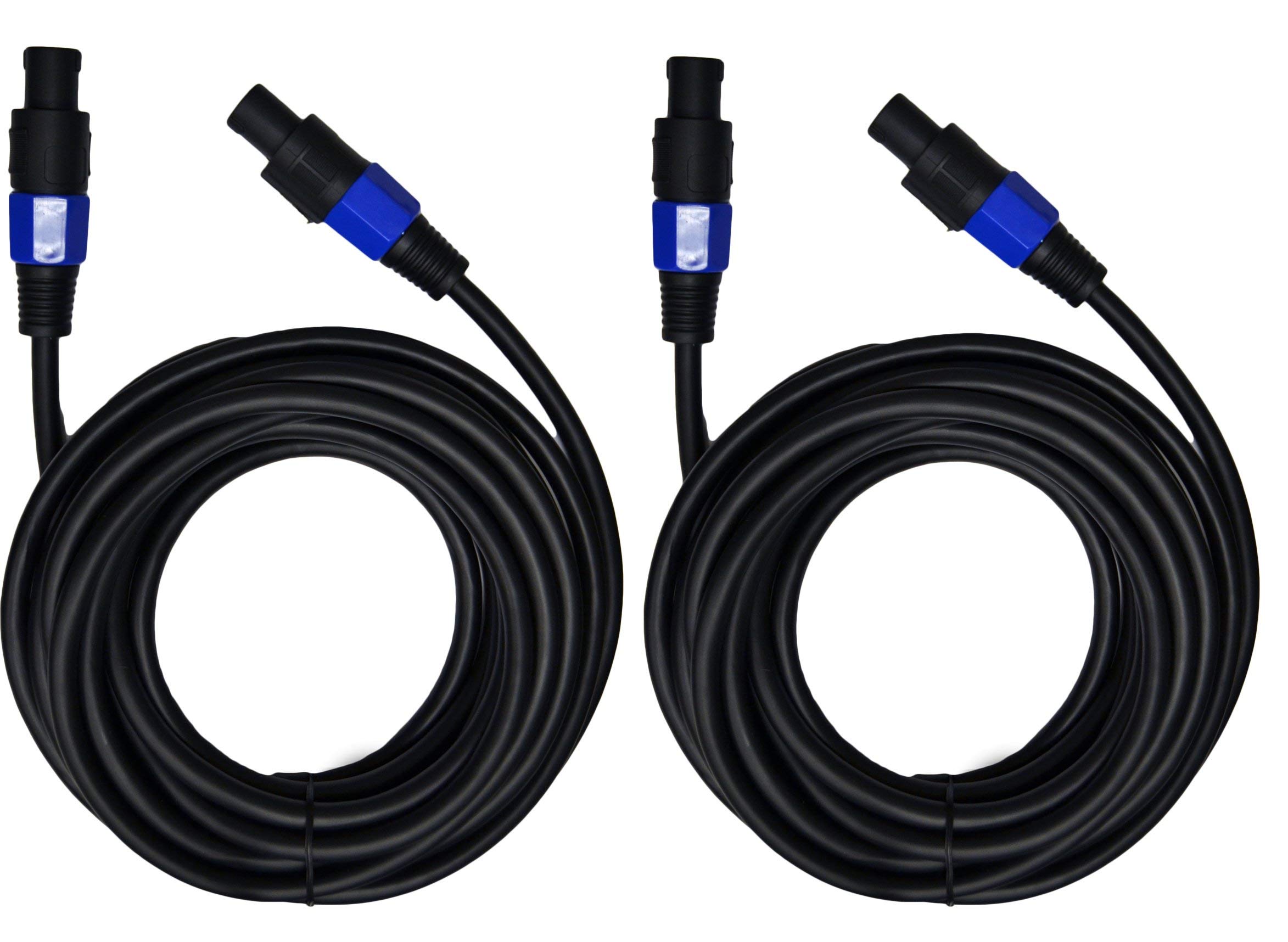 Ignite Pro 2X Speakon to Speakon 25 Ft. True 12 Gauge Wire AWG DJ/Pro Audio Speaker Cable, Pair