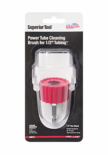 Superior Tool 18912 1/2" Power Tube Cleaning Brush, One Size, As Shown in The Image