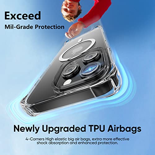 SUCGLES for iPhone 14 Pro Max Case, Compatible with MagSafe, Shockproof Military Grade Protection, Non-Yellowing, Strong Magnetic Slim Phone Cover for Apple 14 Pro Max (A-Mag Safe Clear Bumper)