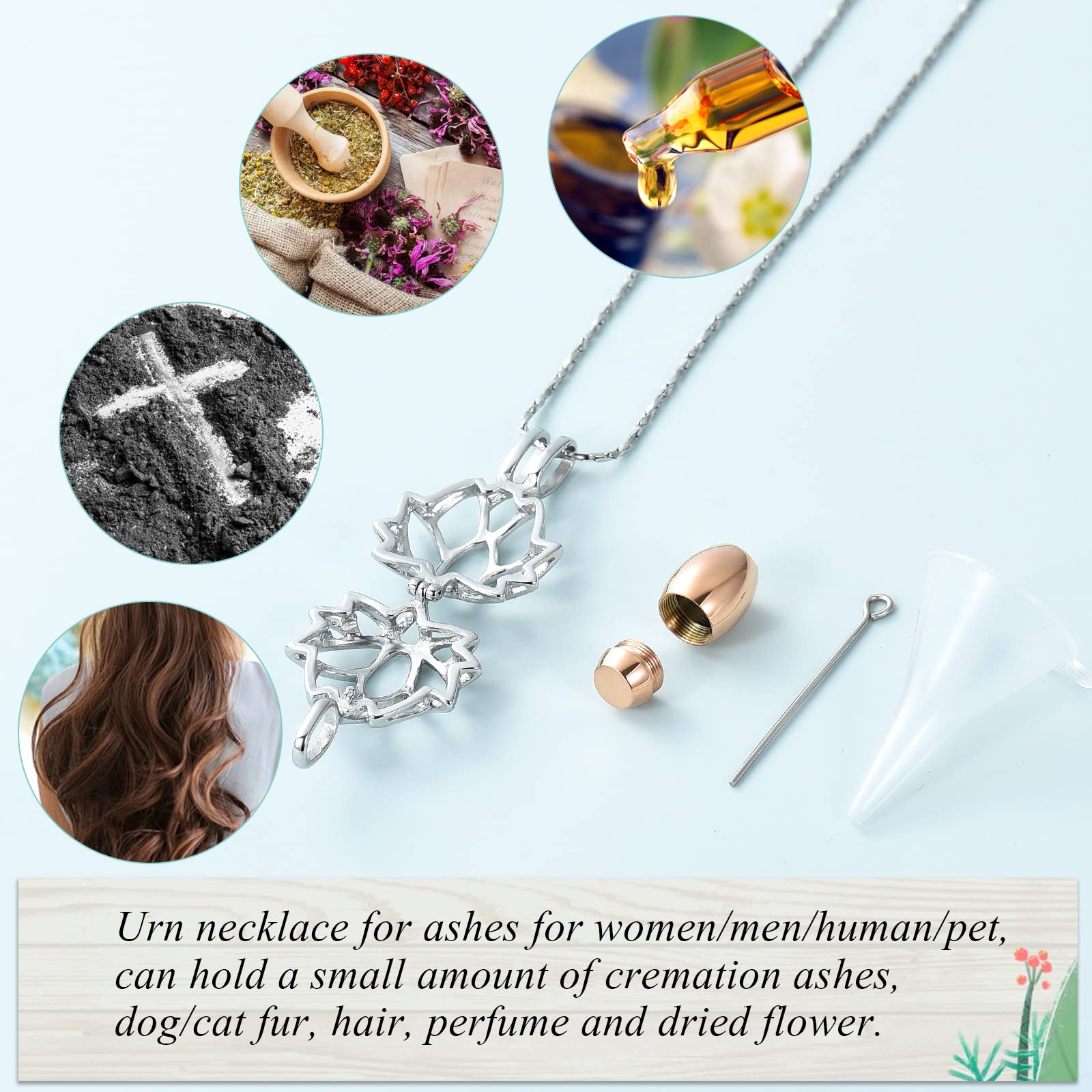 Imrsanl Cremation Jewelry for Ashes - Lotus Flower Ashes Pendant Necklace with Mini Keepsake Urn Memorial Ash Jewelry (Rose Gold)