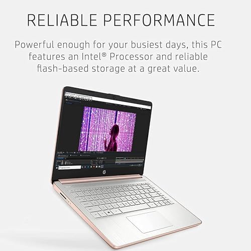 HP 14" Ultral Light Laptop, for Students and Business, Intel Quad-Core Processor, 16GB RAM, 64GB eMMC, Long Battery Life, 1-Year Office 365, Wi-Fi, Win11 H in S