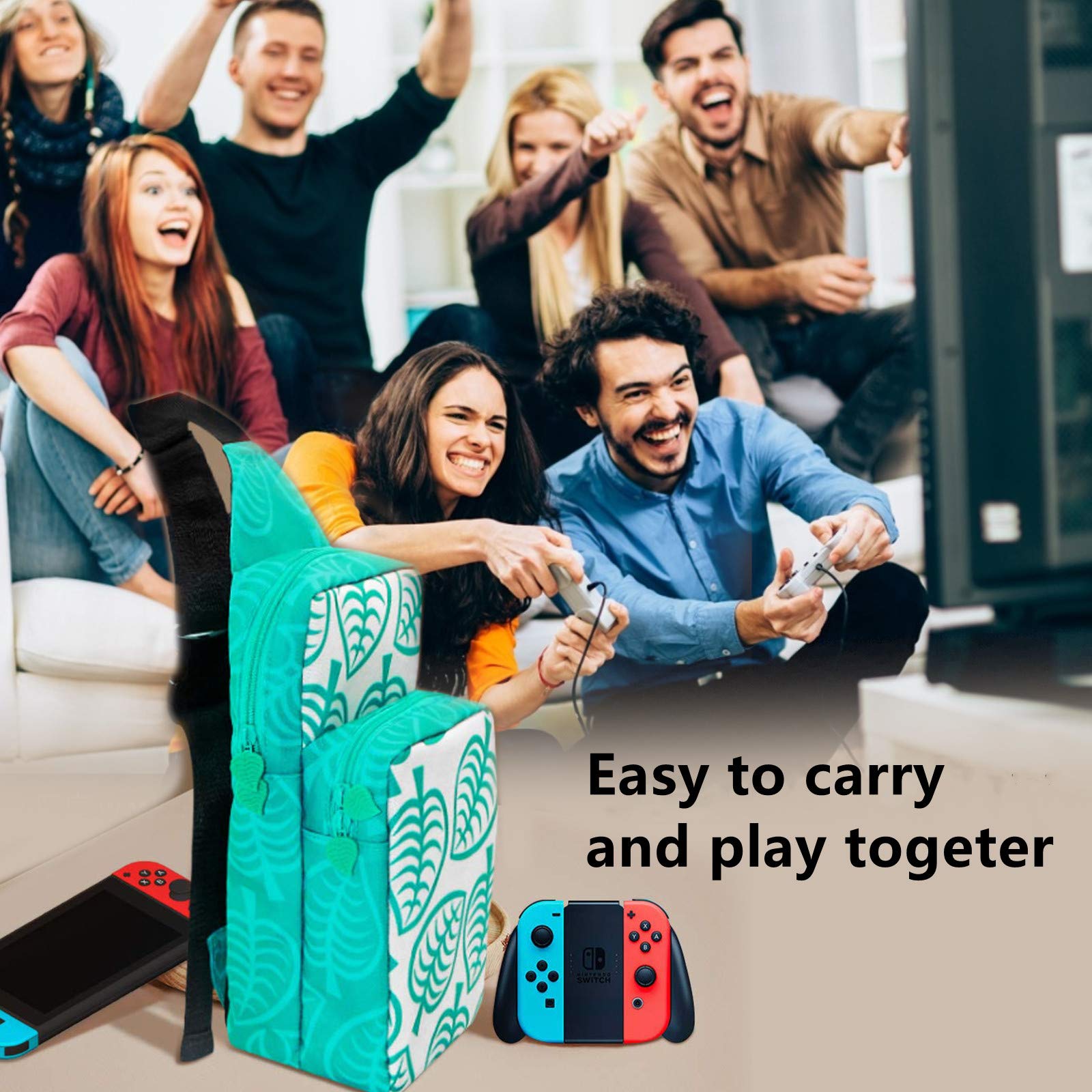 LYCEBELL Travel Bag for Nintendo Switch, Portable Shoulder Bag Backpack for Nintendo Switch Accessories Console Dock Charger iPad Joy&Con Grip (Green)