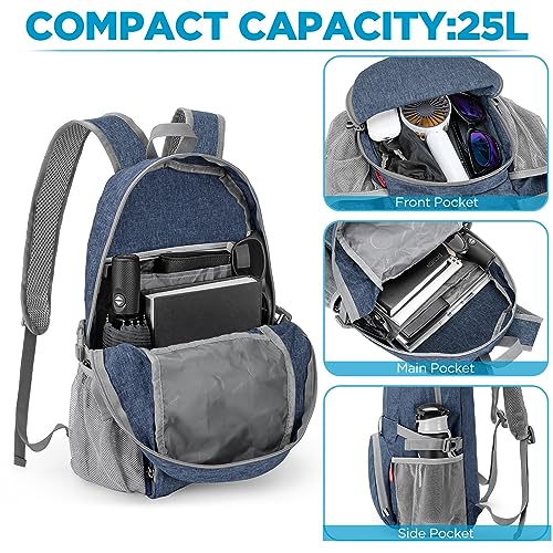 ZOMAKE Lightweight Packable Backpack 25L - Small Foldable Hiking Daypack for Travel - Tear Resistant Day pack for Women Men Camping Outdoor Sports(Navy Blue)