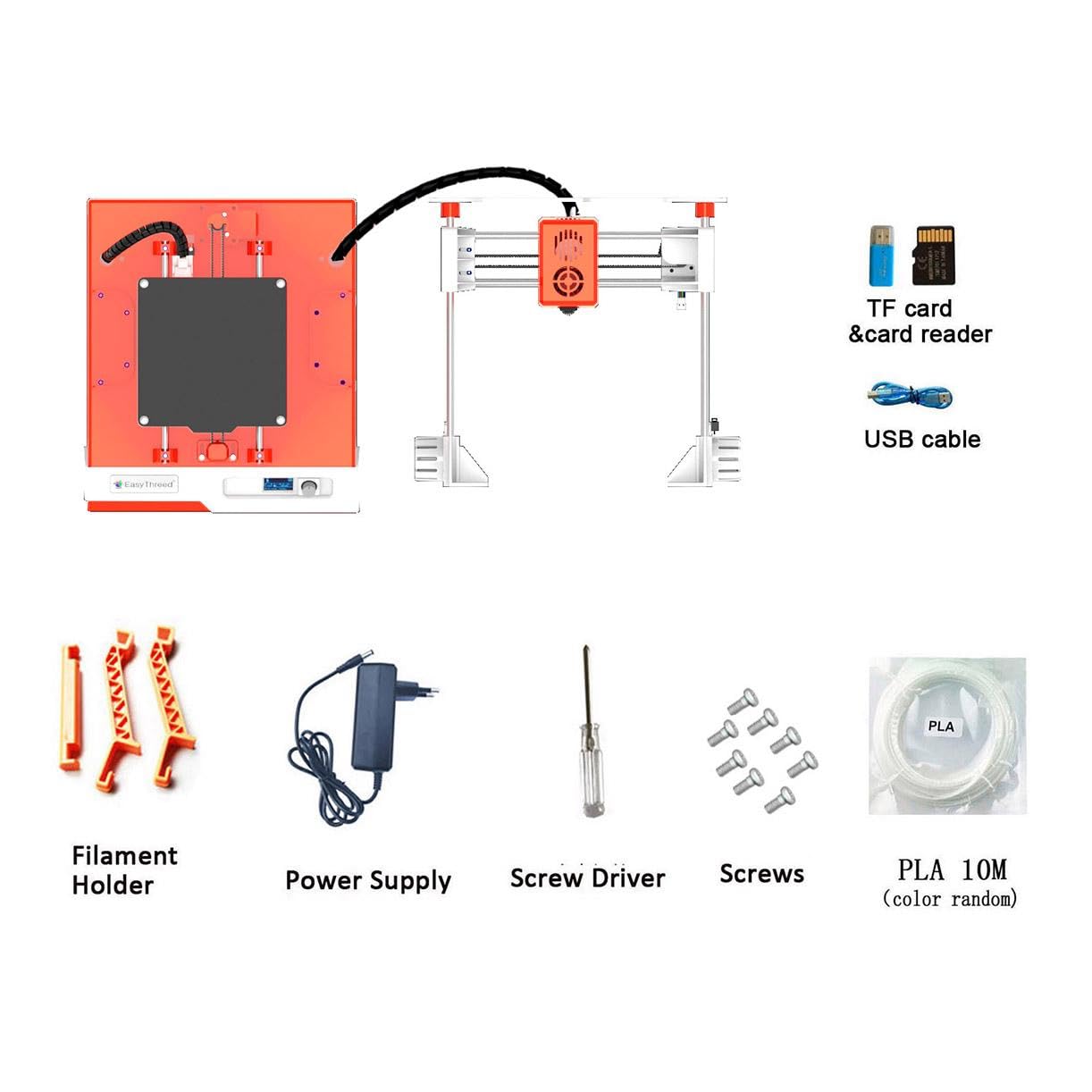 Jadeshay K2 Mini 3D Printer, with Free Test PLA Filament Magnetic Removable Plate USB Cable TF Card for Beginners, Kids, Teens