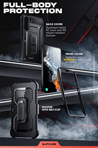 SUPCASE Unicorn Beetle Pro Case for Samsung Galaxy S23 5G (2023), Full-Body Dual Layer Rugged Belt-Clip & Kickstand Case (Black)
