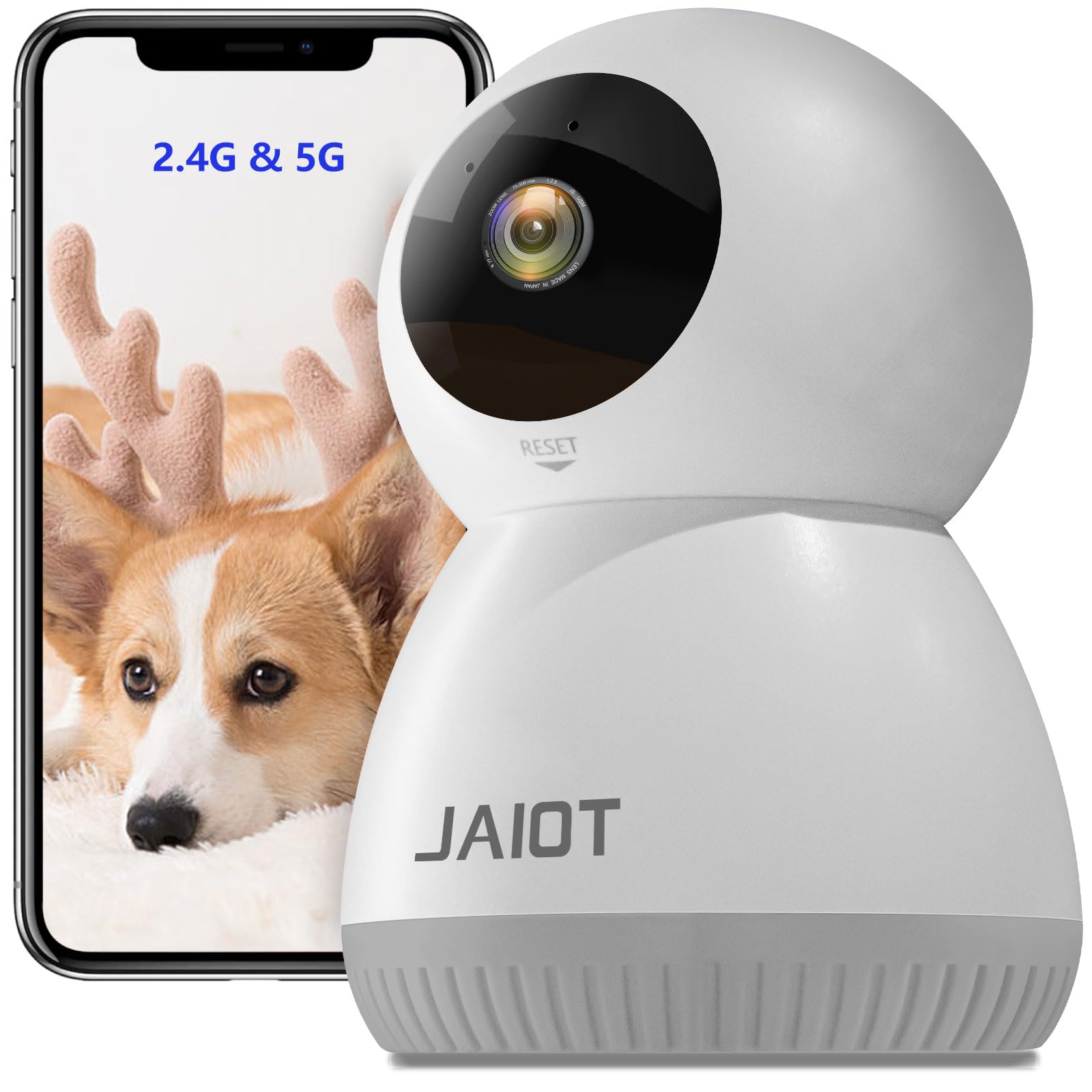 JAIOT WiFi Indoor Security Camera, Pet Camera with Phone APP, Pan/Tilt Wireless Cameras for Home Security 360, Smart Camera with Motion Detection, 2-Way Audio, Siren,Work with Alexa