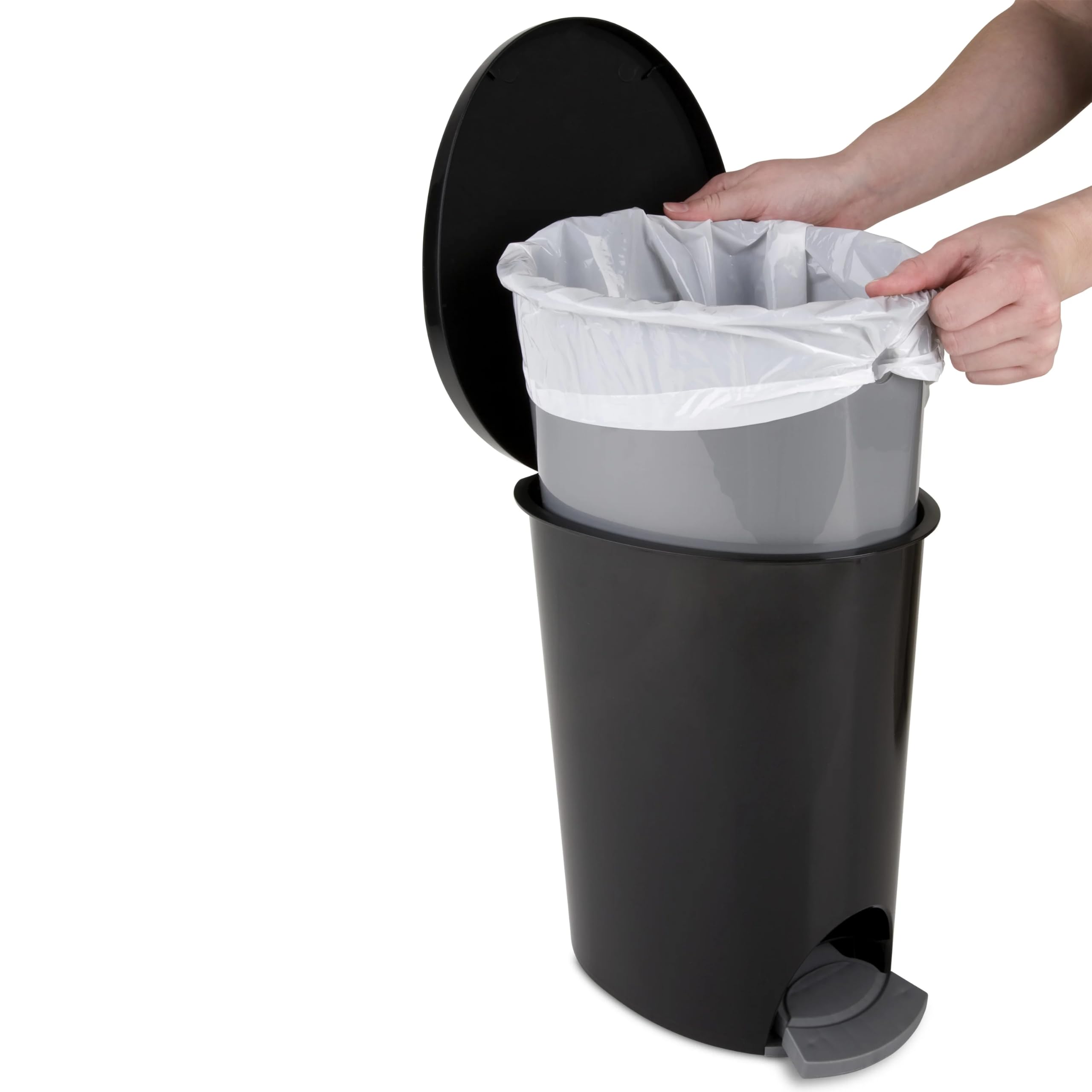 YLMZA 2.6 Gal. Wastebasket Plastic，Ideal for use in The Kitchen, Bathroom, Bedroom, Dorm Room (Black)