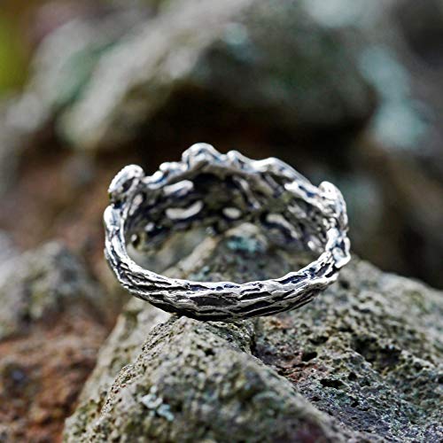 JESMING Ivy Moonstone Ring, Girls Rings Leaf Ring Silver Plated Ring Rose Victorian Style Solitaire Ring For Women (SIZE:8)