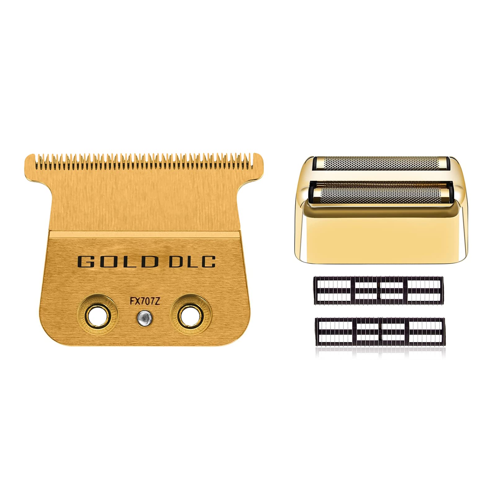 Shaver Replacement Foil and Cutters Compatible with FXFS2G & Replacement Blade for Outlining Hair Trimmers FX707Z DLC, Trimmer Blade Sets, Compatible with BaBylissPRO, Gold