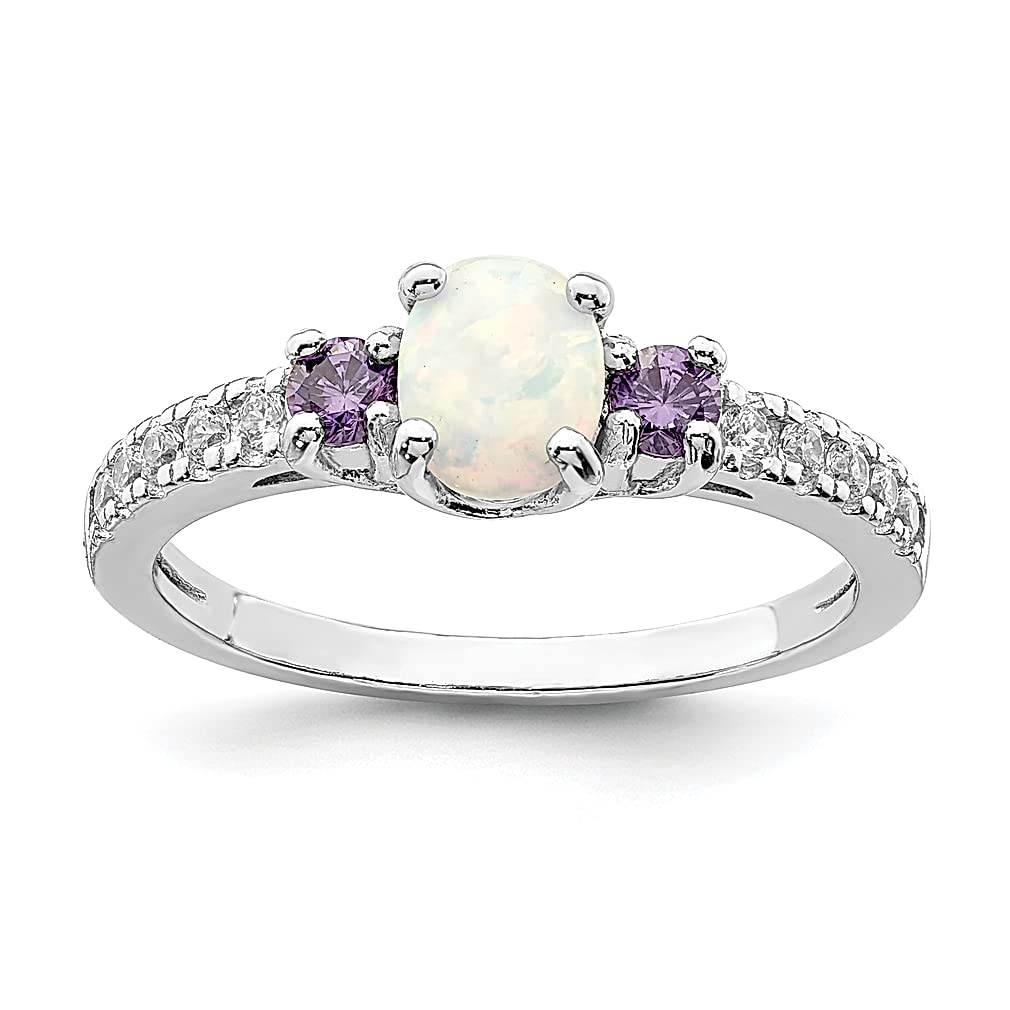 ICE CARATS 925 Sterling Silver Lab Created Opal Cubic Zirconia Cz Ring Gemstone Fine Jewelry For Women Gifts For Her