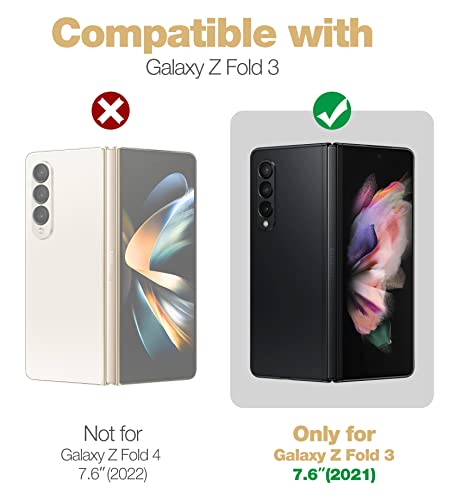 SURITCH for Samsung Galaxy Z Fold 3 Clear Case, [Hinge Protection with Pen Holder] Full Body Protection Bumper Shockproof Rugged Phone Cover with Built-in Screen Protector -(with Pen Holder)