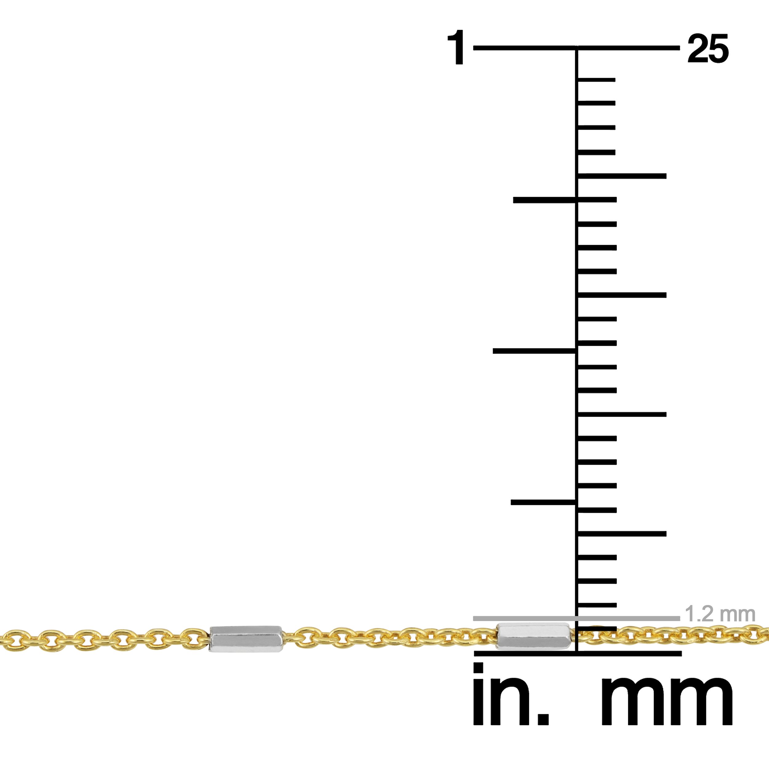 Kooljewelry Sterling Silver Bar Station Yellow Gold Plated Rolo Chain Necklace (1.2 mm, 16 inch)