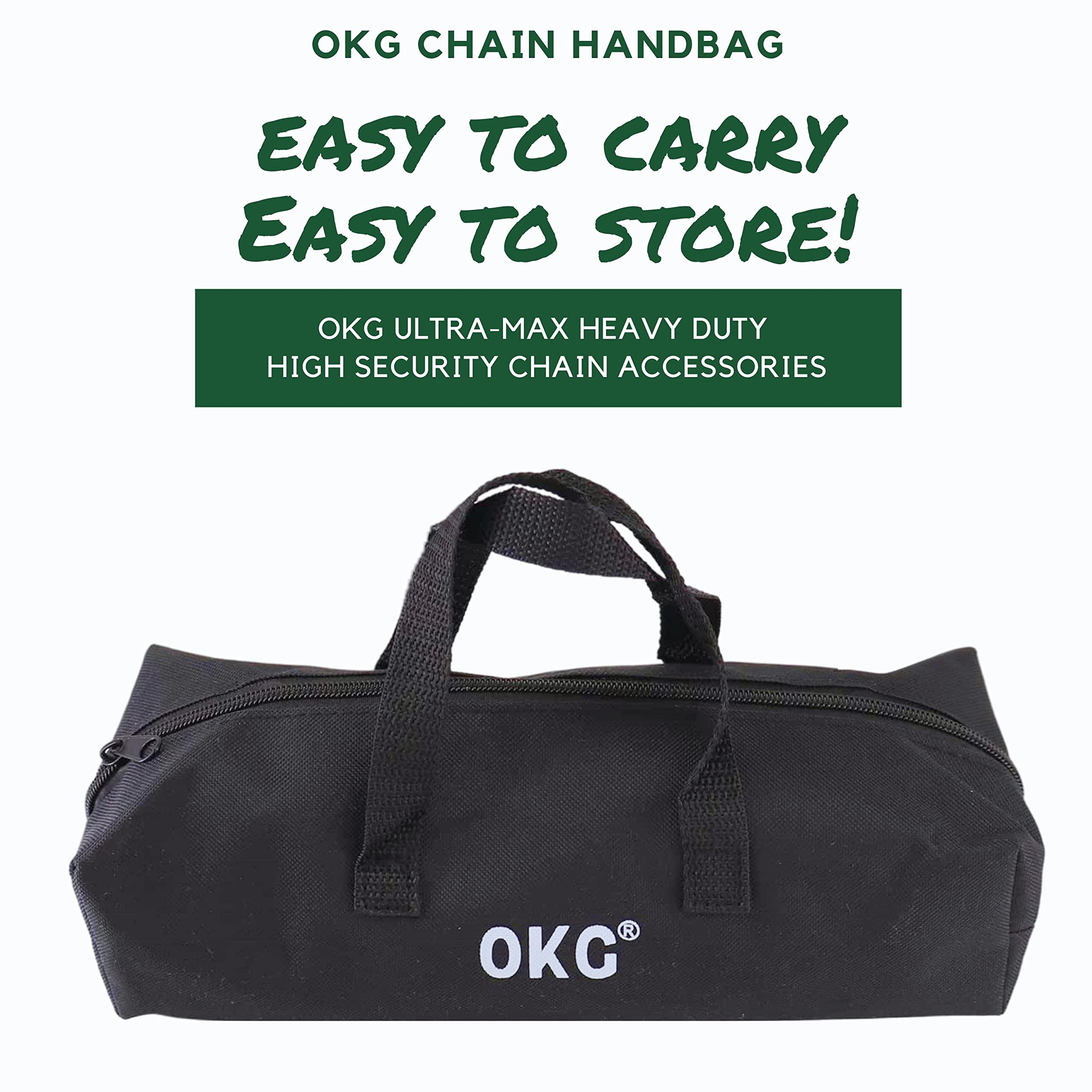 OKG Hardened Steel 4.3 Foot x 3/8" (10mm) Thick Hexagonal Heavy Duty Security Chain for Bicycles, Motorcycles, Trailers, E-Cargo Bikes, Generators, ATV's, etc.