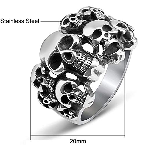 Jude Jewelers Stainless Steel Gothic Skull Vintage Antique Style Biker Cocktail Party Ring (Silver, 10)