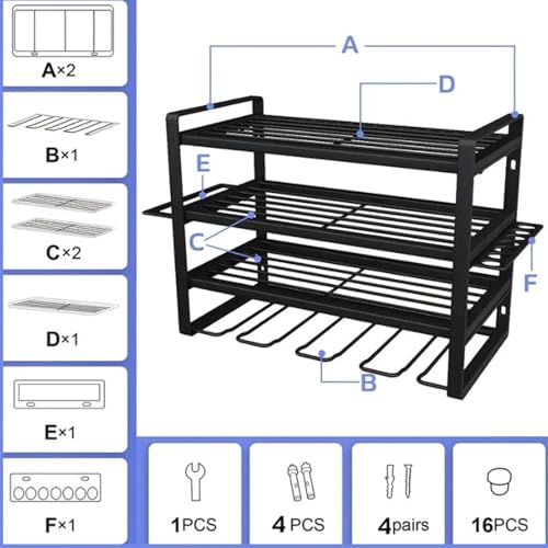 Ymiko Power Tool Organizer Heavy Duty 4 Layer Wall Mount Garage Drill Storage Metal Stand