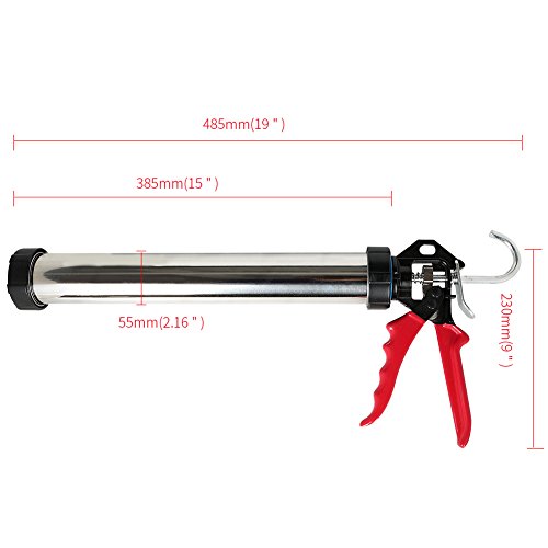 Sausage Caulking Gun Manual Drive 20oz Sausage Caulk Gun with Stainless Steel Barrel by BOUSH(Silver) 18:1 Ratio