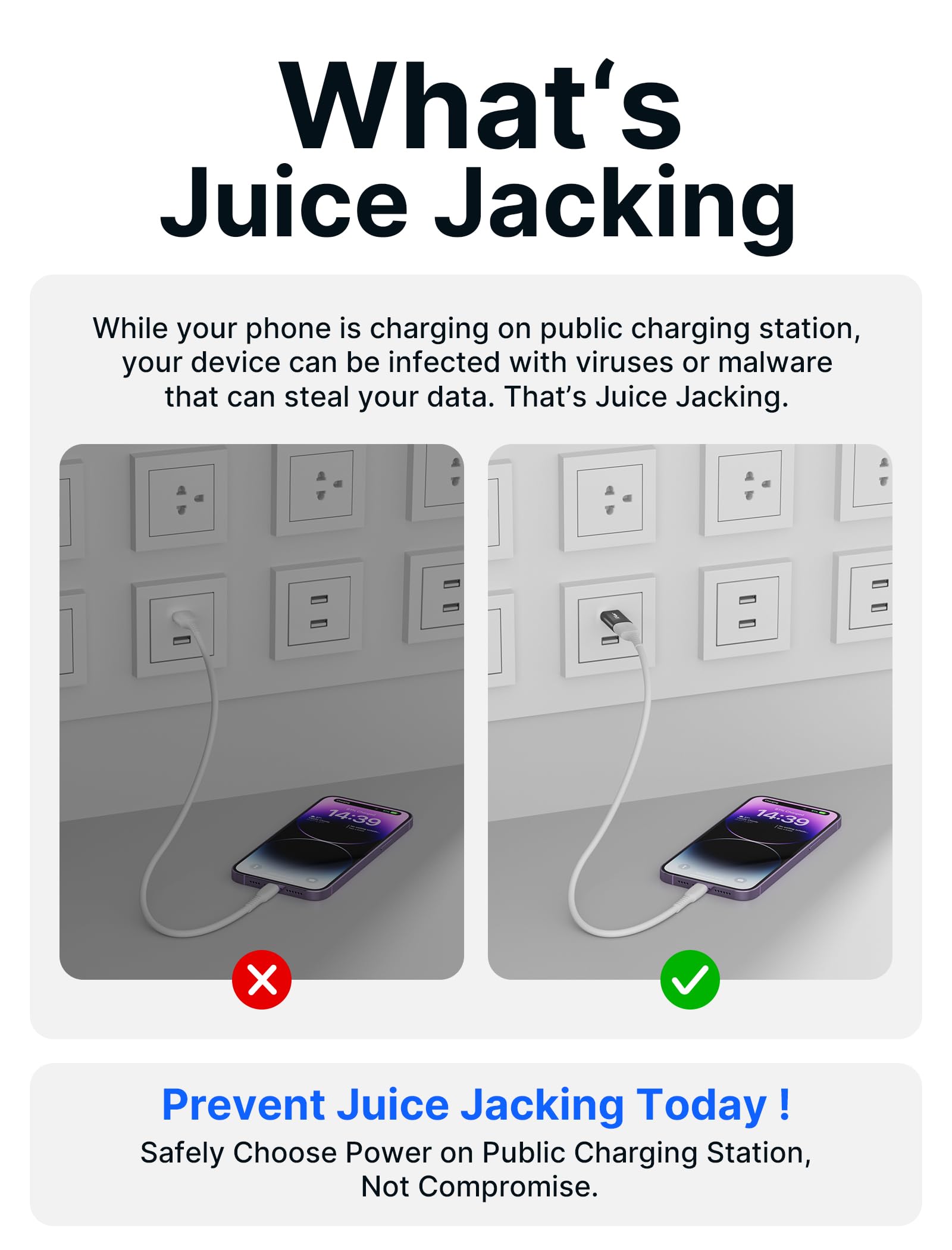 JSAUX USB Data Blocker, (4-Pack) USB-A Defender Only for Quick Charge, Protect Against Juice Jacking, Refuse Hacking Provide Safe Charging- Black