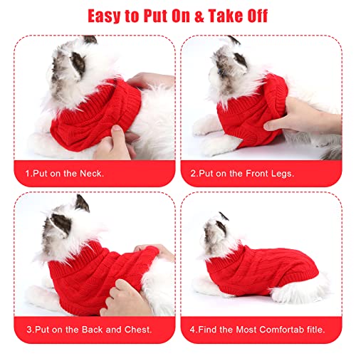 Winter Warm Pet Sweater, Soft Dog Clothes Coats Sweaters Classic Straw-Rope Sweaters for Medium Dogs Cat Gift Kitty Clothes Pet Sweater Apparel for Holiday New Year Valentine's Day(Red)