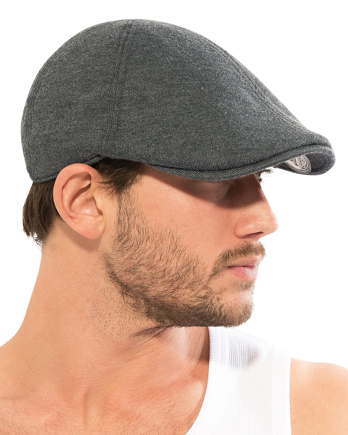 ililily Soft cotton Newsboy Flat Cap ivy stretch Driver Hunting Hat (XL, Dark Grey)