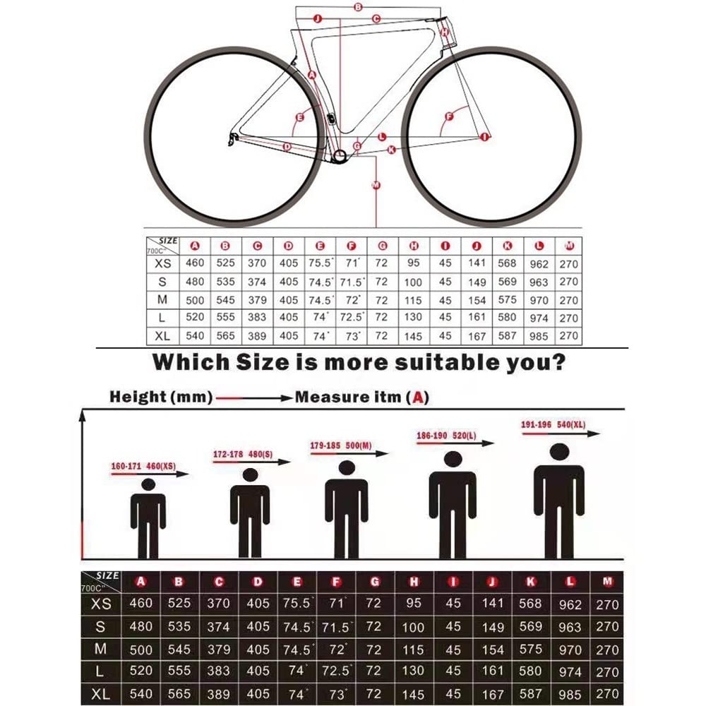OKUOKA Bike Front Suspension Bike Frames Carbon Fiber Road Frame with Fork seat Tube EPS Processing Ultralight Bicycle Accessories 700C Wheel Diameter Multiple (Size : 46cm)