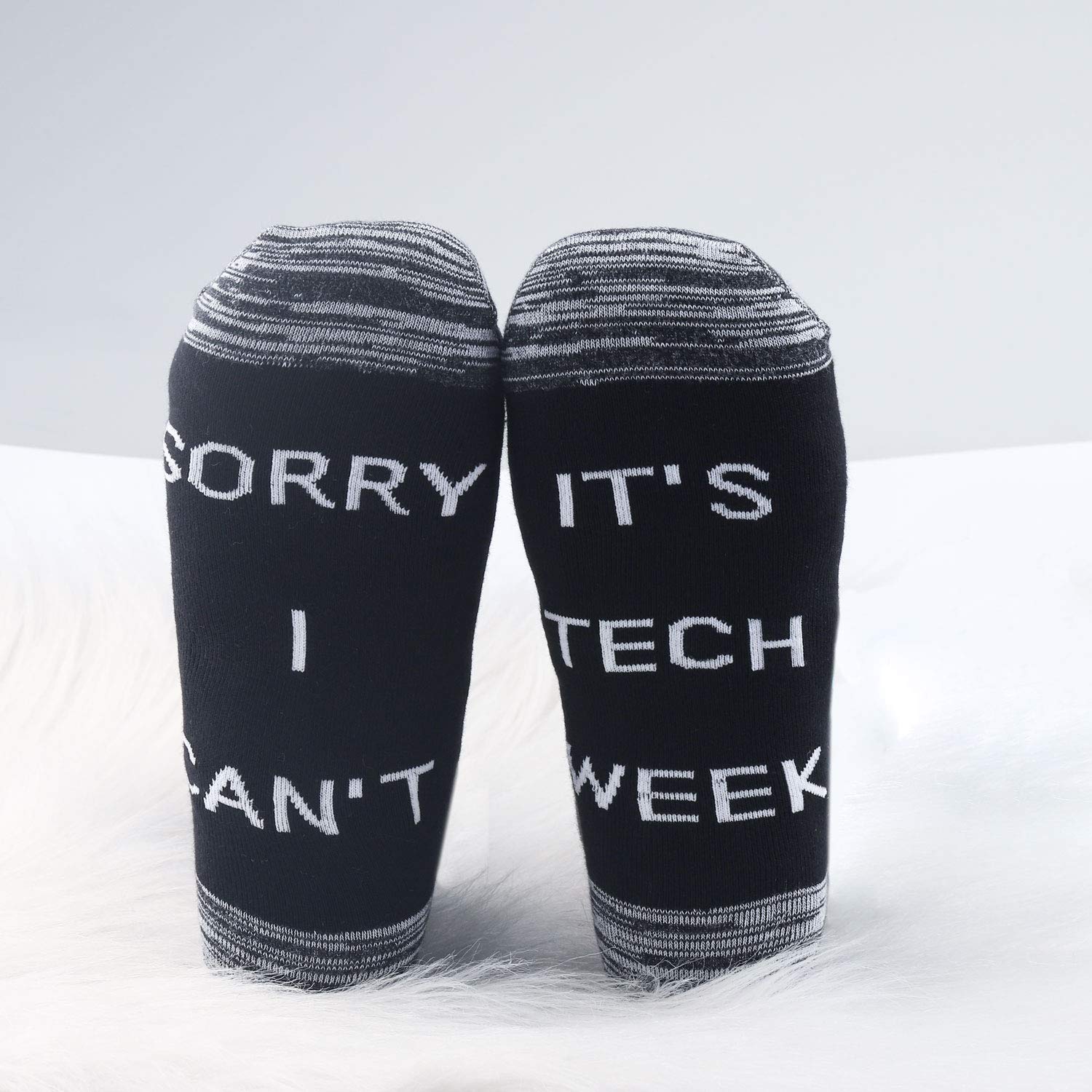 JXGZSO 2 Pairs Theatre Socks Tech Week Socks Tech Week Gifts Funny Socks Sorry I Can’t It’s Tech Week Socks (Tech Week)