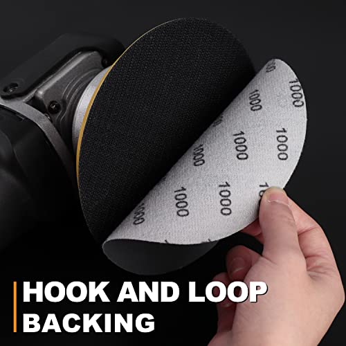 POLIWELL 6 Inch (150mm) 100 Pack Assorted Grit (320-10000), High Performance Waterproof Hook & Loop Sanding Discs, Heavy Duty Silicon Carbide Sandpaper for Wet/Dry Sanding Grinder Polishing