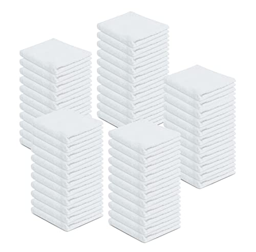 ZUPERIA Cotton Terry Towels Cleaning Cloths, 100% Cotton Terry Cloth Bar Rags White Bar Towels, Multipurpose High Absorbent Pack of 50 (12"x12") Terry Towels for Detailing or Painters (White)