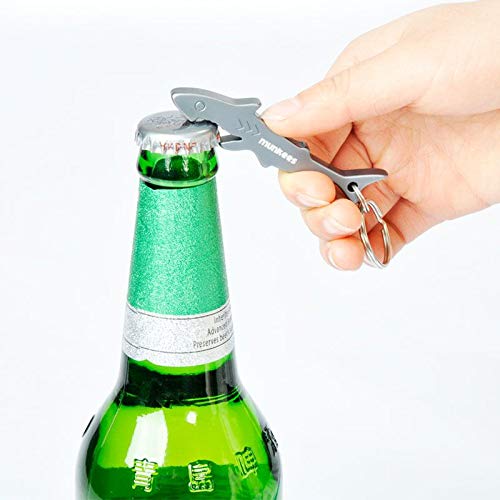 Munkees Shark Bottle Opener Keychain, Mini Ocean & Water Animal Key Rings, Small Pocket-Sized Sea Creature Key Chain Opens Beer, Caps, Cans & Bottlecaps