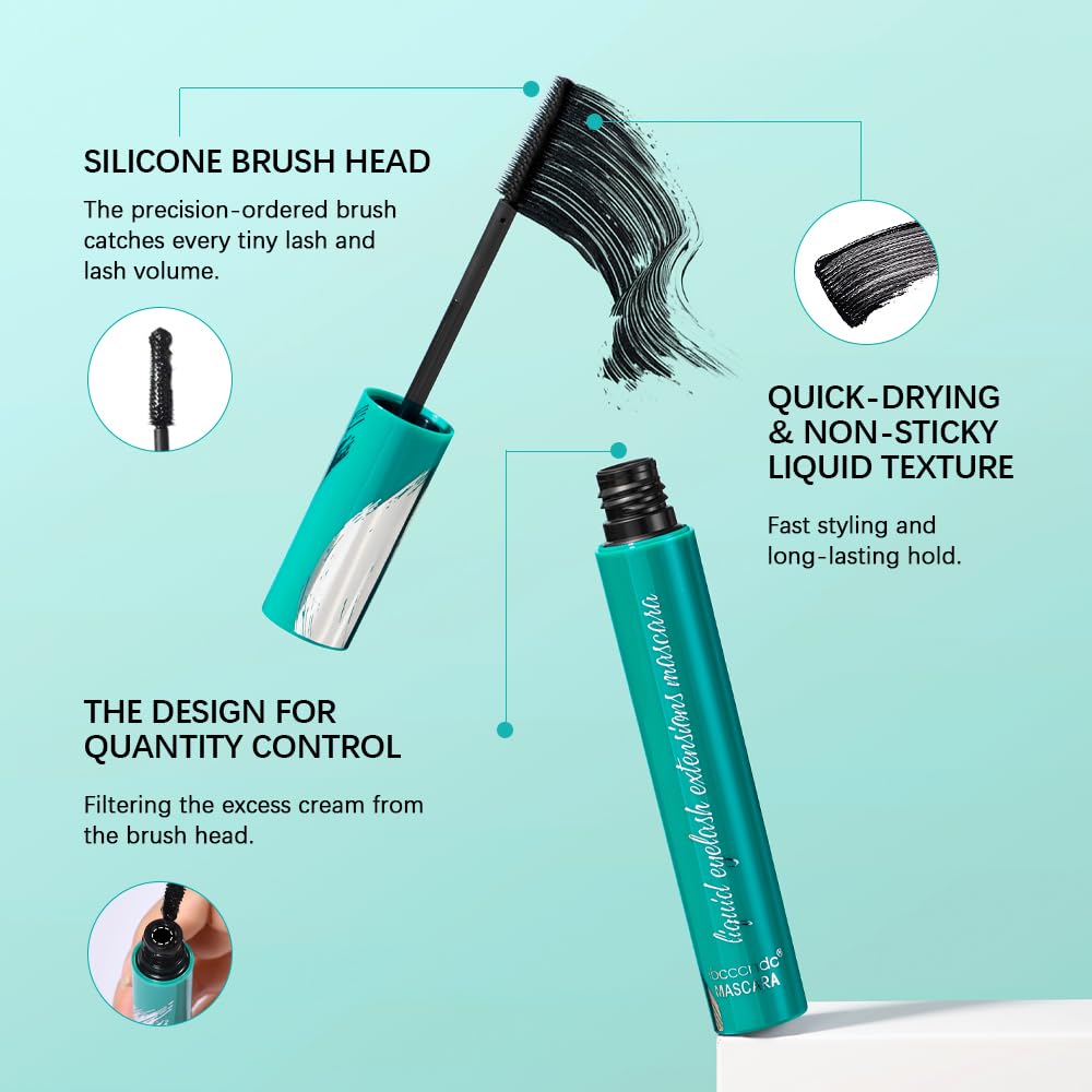 Lash Extensions Mascara - Volumizing and Lengthening Lash 5x Longer for Stunning Eyes - No Clumping, Long-Lasting, Smudge-Proof Formula (Rich Black)