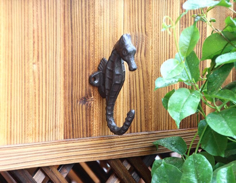 VERENIX 1pcs Cast Iron Sea Horse Hook Wall Mount Metal Figurine Art Sculpture Home Decoration