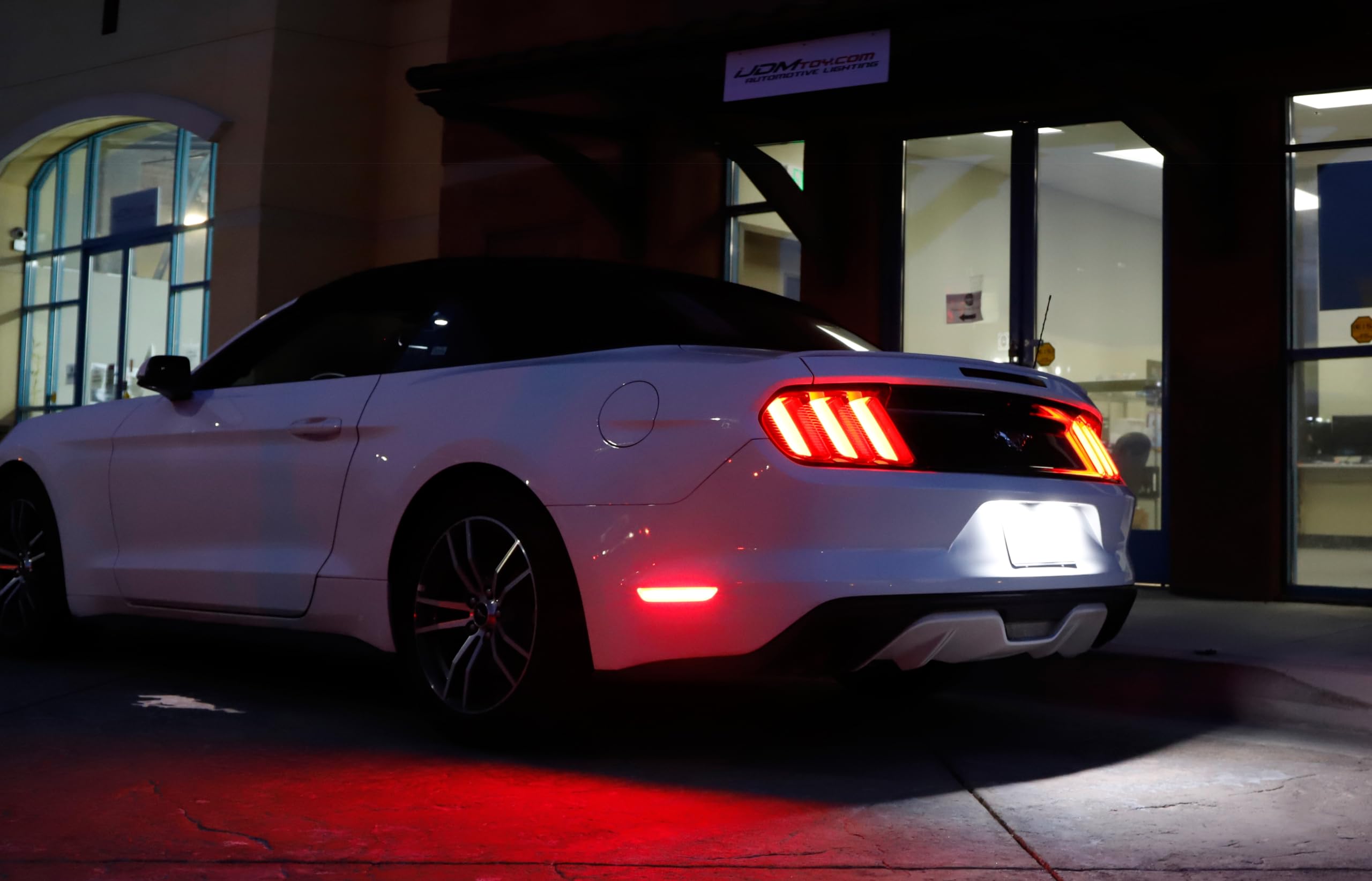 iJDMTOY Smoked Lens Red Full LED Rear Side Marker Light Kit Compatible with Ford 2015-up Mustang, Powered by 48-SMD LED, Replace OEM Back Sidemarker Lamps