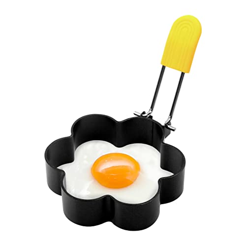 Sihuuu Egg Ring Stainless Steel Moldel with Anti-scalding Handle - Frying Shaping Cooker Eggs Ring for Camping Breakfast Sandwich Burger(Flower )