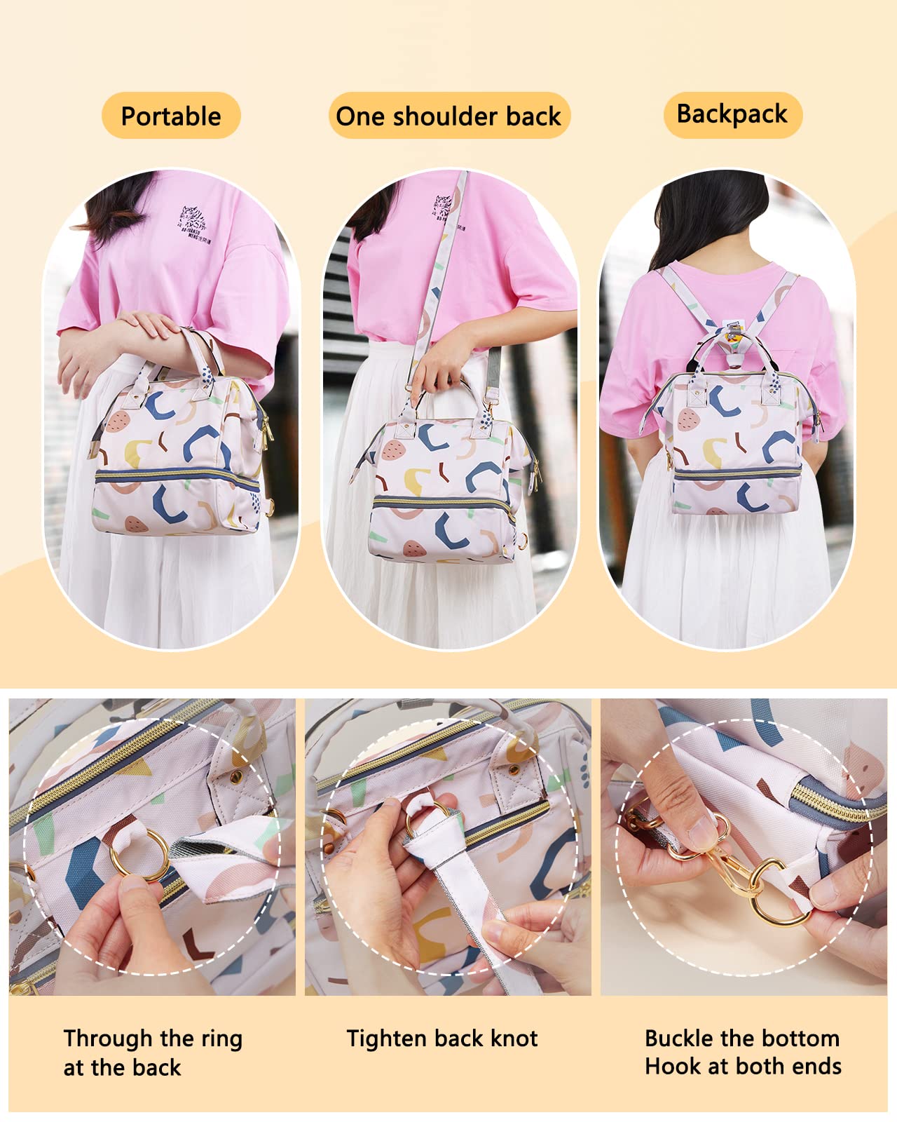SYNPOS Breast Pump Bag with Cooler Pocket, Mini Pumping Bags for Working Moms, Breast Milk Cooler Bags with Smooth Zipper and Double Layer Waterproof, Cooler Tote Bag for Travel(No Include ice Pack)