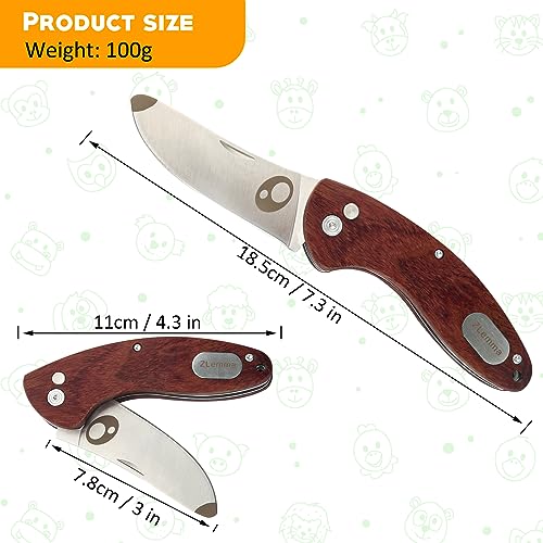 ZLemma Kids Pocket Folding Knife with Safety Rounded Tip, Made Of Japanese Stainless Steel and Rosewood, Childrenās First Folding Knife With Sharp Blade