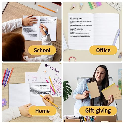SUNEE 12 Pack Kraft Notebook Journals, Composition Notebooks Bulk, 5.75"x 8.25", 60 Sheet per book with Rainbow Spine, A5 Lined Page, 6 Color, Pastel Notebooks for School, Home&Office,Writing Journal