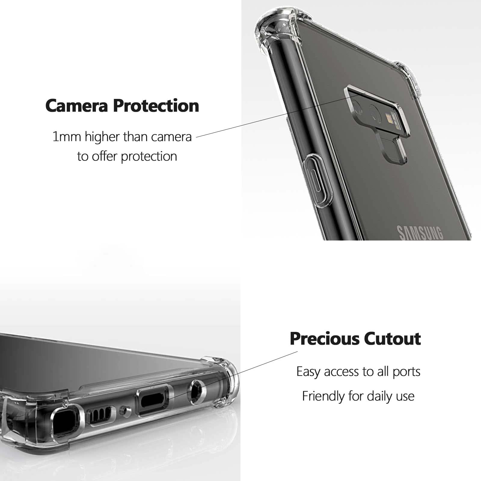 KIOMY Clear Case for Samsung Galaxy Note 9 5G Airbag Corners Shockproof Bumper Protective Phone Cover, Hybrid Design Hard PC Back with Flexible TPU Frame
